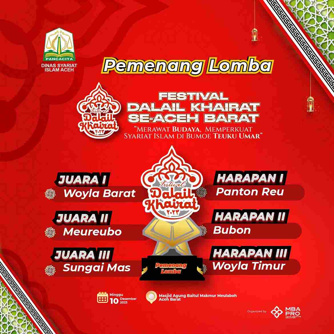 Woyla Barat Juara Pertama Festival Dalail Khairat